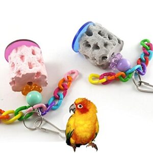 Hypeety Bird Chew Toy Calcium Teeth Grinding Chew Treats Toy for Hamster Bird Parrot African Grey Parakeets Cockatiels Conures Amazons Small Animal Cage Hanging 1pc Color Random