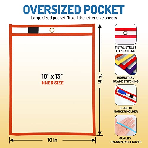 BONBELA Dry Erase Pockets - 30 Pack EASYWipeXL Heavy Duty Sheet Protectors Quickly Wipe to a Flawless Clean - Save a Bundle on 10 x 13 Reusable Dry Erase Sheets Sleeves for Work & School Worksheets