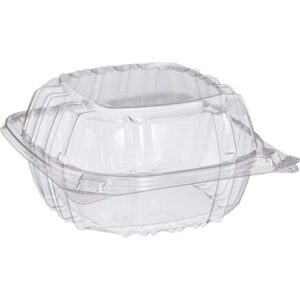 small clear plastic hinged food container 6x6 for sandwich salad party favor cake piece (pack of 75)