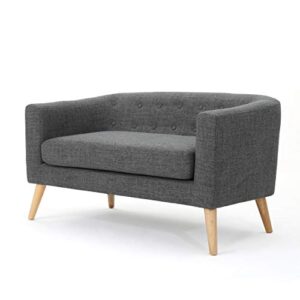 christopher knight home bridie mid-century modern loveseat, grey fabric