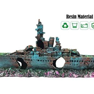 SLOCME Aquarium Shipwreck Decorations Fish Tank Ornaments - Resin Material Sunken Ship Decorations, Eco-Friendly for Freshwater Saltwater Aquarium Betta Fish Decorations