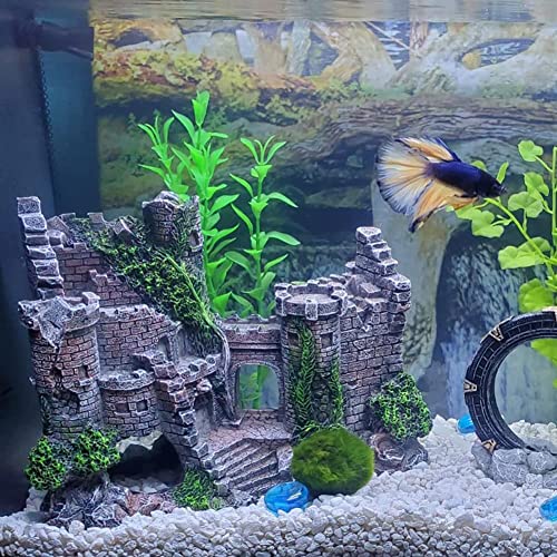 SLOCME Aquarium Ornaments Resin Castle Decorations - Fish Tank Supplies Accessories, Eco-Friendly Fish Tank Castle Aquarium Ornament