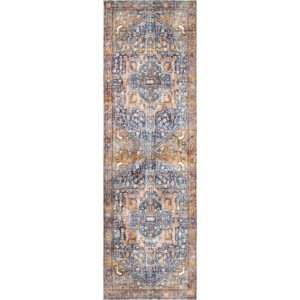 nuLOOM Harriet Vintage Medallion Fringe Runner Rug, 2' 6" x 12', Rust