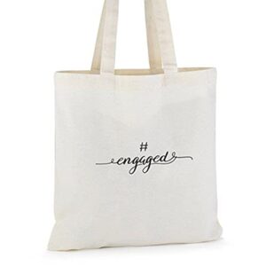 hortense b. hewitt #engaged tote bag, 14.25" x 13.25", natural