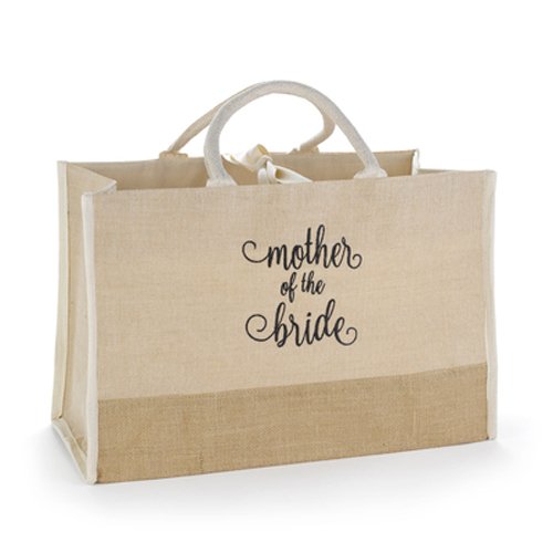 Hortense B. Hewitt Wedding Accessories Lined Natural Jute Tote Bag, 17.5 x 11.5-Inches, Mother of the Bride