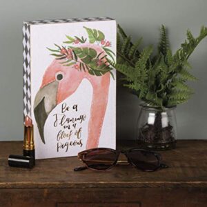 Primitives by Kathy 39737 Checkered-Trimmed Watercolor Box Sign, Be a Flamingo in A Flock of Pigeons