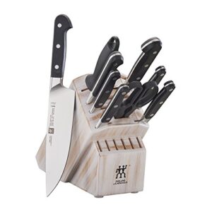 zwilling pro 10-pc knife block set - rustic white