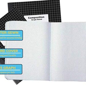 1InTheOffice Graph Composition Notebook, 9.75" x 7.5" Graph Paper Notebook, Black "2 Pack"