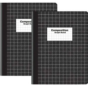 1InTheOffice Graph Composition Notebook, 9.75" x 7.5" Graph Paper Notebook, Black "2 Pack"