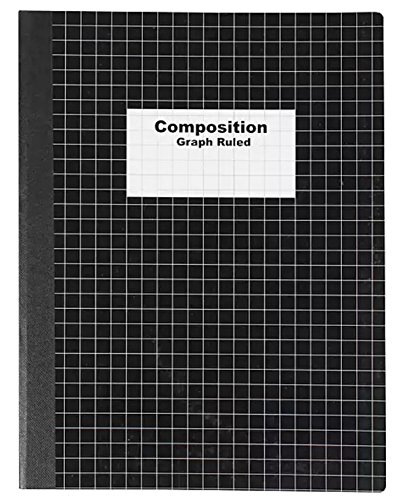 1InTheOffice Graph Composition Notebook, 9.75" x 7.5" Graph Paper Notebook, Black "2 Pack"