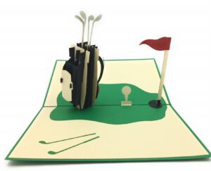 golf lovers and enthusiasts unique pop-up card! for parents or grandfather's bday, co-workers and retirement