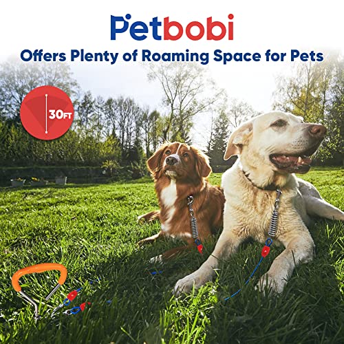 Petbobi Dog Tie Out Cable and Stake - 30FT Heavy Duty Cable with Spring - No Tangle, 16-inch Ground Stake - Ideal for Yard, Camping, and Beach - Suitable for Medium to Large Dogs Up to 120 lbs