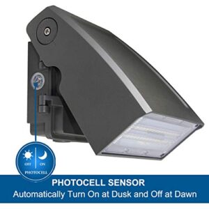 DAKASON (2 Pack) 30W LED Wall Pack, Dusk-to-Dawn Photocell, Adjustable Head, Full Cut-Off Security Light, 5000K 3300lm Replaces 100-150W HPS/HID IP65 Waterproof Outdoor Lighting Fixture, ETL Listed