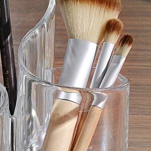 Bekith Clear Makeup Brush Holder Organizer, Large Wavy 3 Compartment Acrylic Multi-Purpose Cosmetics Brushes Storage Solution for Eyeliner Pencil and Tall Beauty Tools (Gift-Ready)