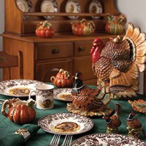 Spode Woodland 15.25" Bread Tray with Turkey Motif | Turkey Serving Platter for Thanksgiving, Dinner Parties, and Events | Made from Fine Porcelain | Microwave and Dishwasher Safe