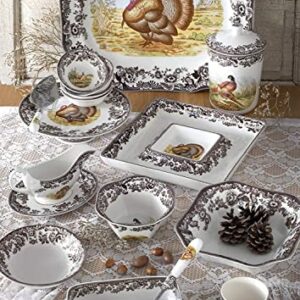 Spode Woodland 15.25" Bread Tray with Turkey Motif | Turkey Serving Platter for Thanksgiving, Dinner Parties, and Events | Made from Fine Porcelain | Microwave and Dishwasher Safe