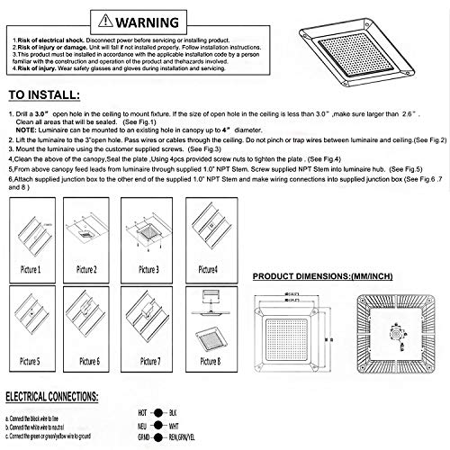 Hytronics 150W LED Canopy Light, 500-750W HPS/HID Replacement, 21000 Lumens, 140 LM/W, 5000K, Waterproof and Outdoor Rated, DLC&UL Listed, Gas Station, Street, Area & Outdoor Lighting, White