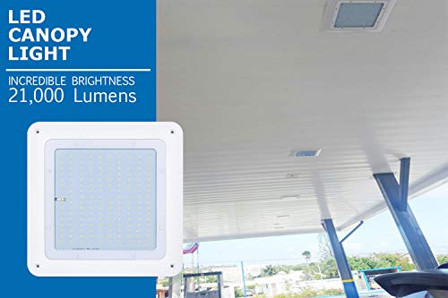 Hytronics 150W LED Canopy Light, 500-750W HPS/HID Replacement, 21000 Lumens, 140 LM/W, 5000K, Waterproof and Outdoor Rated, DLC&UL Listed, Gas Station, Street, Area & Outdoor Lighting, White