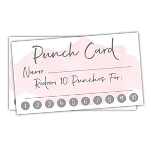 50 pink watercolor reward punch cards | customer loyalty cards | incentive cards