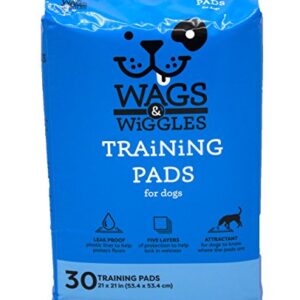 Wags & Wiggles Training Pads For Dogs, 30 Count | Puppy Pee Pads For Dogs | Absorbent and High Quality Dog & Puppy Supplies for Dog Training and House Training