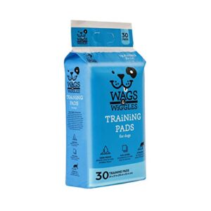 Wags & Wiggles Training Pads For Dogs, 30 Count | Puppy Pee Pads For Dogs | Absorbent and High Quality Dog & Puppy Supplies for Dog Training and House Training