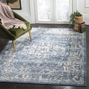 SAFAVIEH Charleston Collection Area Rug - 8' x 10', Navy & Creme, Oriental Distressed Design, Non-Shedding & Easy Care, Ideal for High Traffic Areas in Living Room, Bedroom (CHL411N)