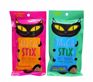 tiki cat stix 6ct single serve pouches - tuna mousse and chicken mousse (2 pack)