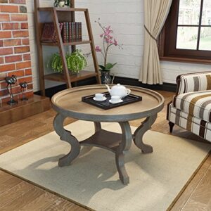 christopher knight home althea faux wood circular coffee table, nature