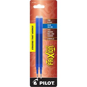 Pilot FriXion Clicker Retractable Erasable Gel Pens, Fine Point, Blue Ink, 6-Pack (31461) with 6 Blue Ink Refills