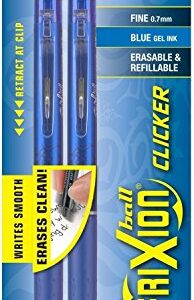 Pilot FriXion Clicker Retractable Erasable Gel Pens, Fine Point, Blue Ink, 6-Pack (31461) with 6 Blue Ink Refills