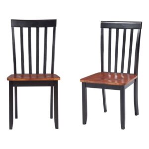 bowery hill 18'' farmhouse wood dining chair in black/cherry (set of 2)