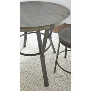 BOWERY HILL 42" Round Counter Height Dining Table with Iron Accents in Gray