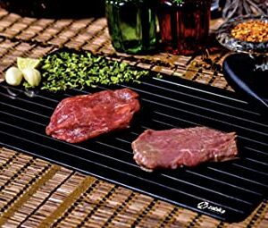 Defrosting Tray (Largest Size) for Rapid thaw - Best Kitchen thawing Tray - Safe to defrost Meat Frozen Food Pork chops, Lamb chops, Chicken, Fish - No Electricity Required