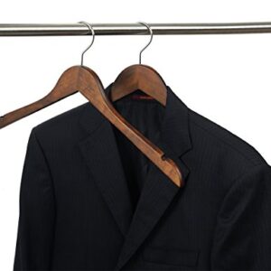 Nature Smile Solid Gugertree Wood Shirt and Dress Hangers with Notches with Anti-Rust Chrome Hook Pack of 10 (Retro)