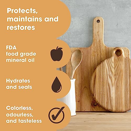 Furniture Clinic Natural Cutting Board Oil | Food Grade | for Wood, Stone, and Slate Butcher Blocks | Easy to Apply, Quick Drying, Tasteless, Odorless and Colorless | Clean, Restore, Protect (17oz/500ml)