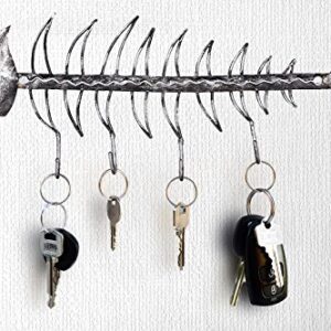 Crafia Unique Fish Skeleton Key Holder for Wall and Towel Hook | Fish Bones Towel Hanger and Hooks | 4 Hooks Key Holder for Wall