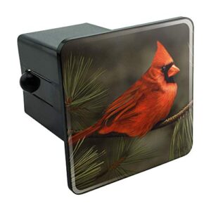 northern cardinal red pine perch tow trailer hitch cover plug insert 2"