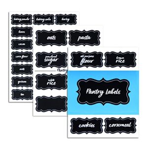 Home Advantage Pre-Printed Pantry Labels for Kitchen Organization (Black)