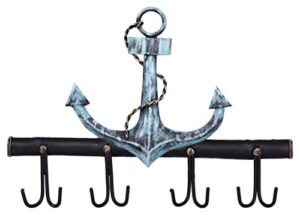 crafia decorated wall mounted nautical anchor shape iron key holder and key hooks | decorative unique key organizer rack with 8 hooks