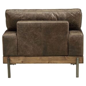 ACME Sofa, Oak & Distress Chocolate Top Grain Leather