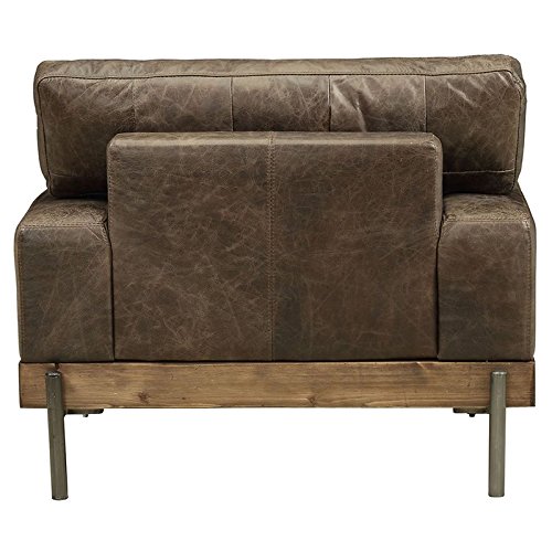 ACME Sofa, Oak & Distress Chocolate Top Grain Leather