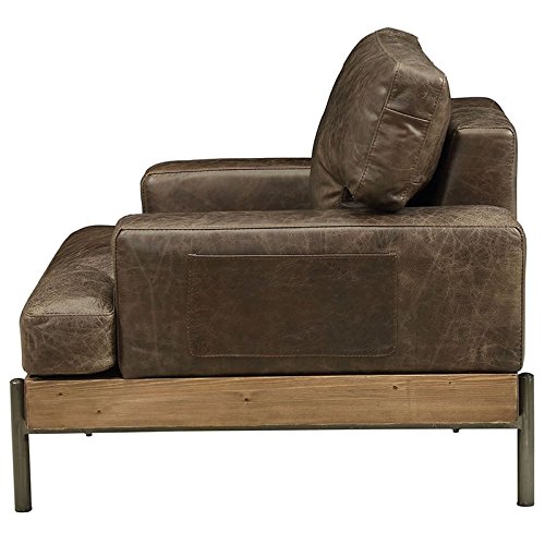 ACME Sofa, Oak & Distress Chocolate Top Grain Leather