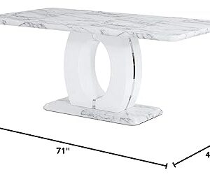 Global Furniture USA Global Furniture Faux Marble Pedestal Base Dining Table, BR