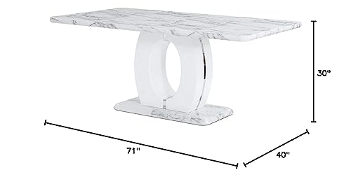 Global Furniture USA Global Furniture Faux Marble Pedestal Base Dining Table, BR