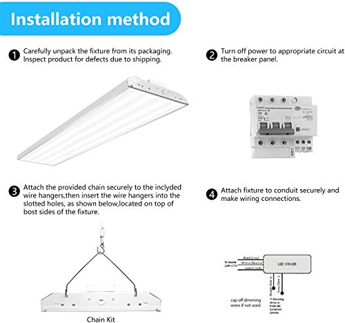 CINOTON 210W LED Linear High Bay Light, 4FT LED Shop Light Fixture 32000LM[800W HID/HPS Equiv.] 100-277V 1-10V Dimmable 5000K Daylight Indoor Commercial Warehouse Factory Office Workshop Garage 1 Pack