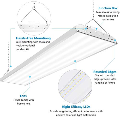 CINOTON 210W LED Linear High Bay Light, 4FT LED Shop Light Fixture 32000LM[800W HID/HPS Equiv.] 100-277V 1-10V Dimmable 5000K Daylight Indoor Commercial Warehouse Factory Office Workshop Garage 1 Pack