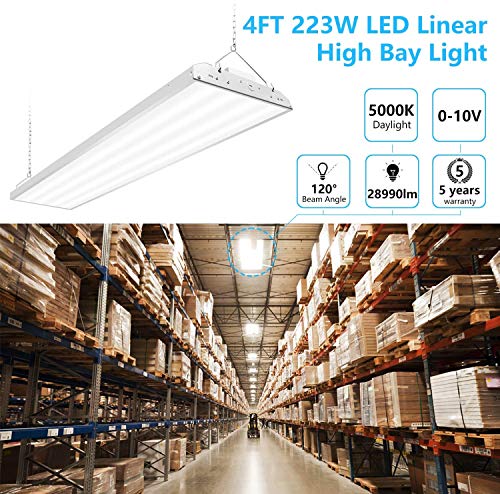 CINOTON 210W LED Linear High Bay Light, 4FT LED Shop Light Fixture 32000LM[800W HID/HPS Equiv.] 100-277V 1-10V Dimmable 5000K Daylight Indoor Commercial Warehouse Factory Office Workshop Garage 1 Pack