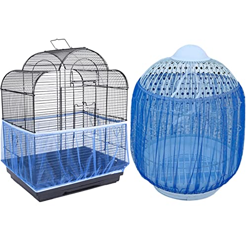 Bonaweite Mesh Bird Seed Catcher, Birds Cage Net Cover, Soft Nylon Skirt with Adjustable Drawstring