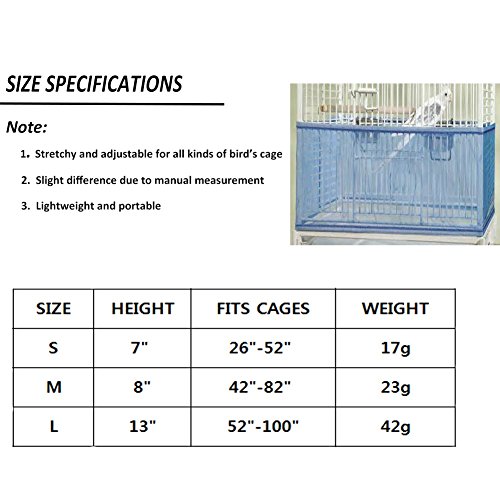 Bonaweite Mesh Bird Seed Catcher, Birds Cage Net Cover, Soft Nylon Skirt with Adjustable Drawstring