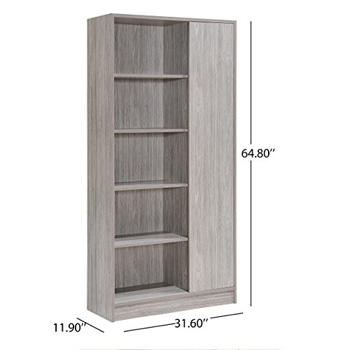 Christopher Knight Home Amelia Mid-Century Faux Wood Bookcase, Grey Oak Finish